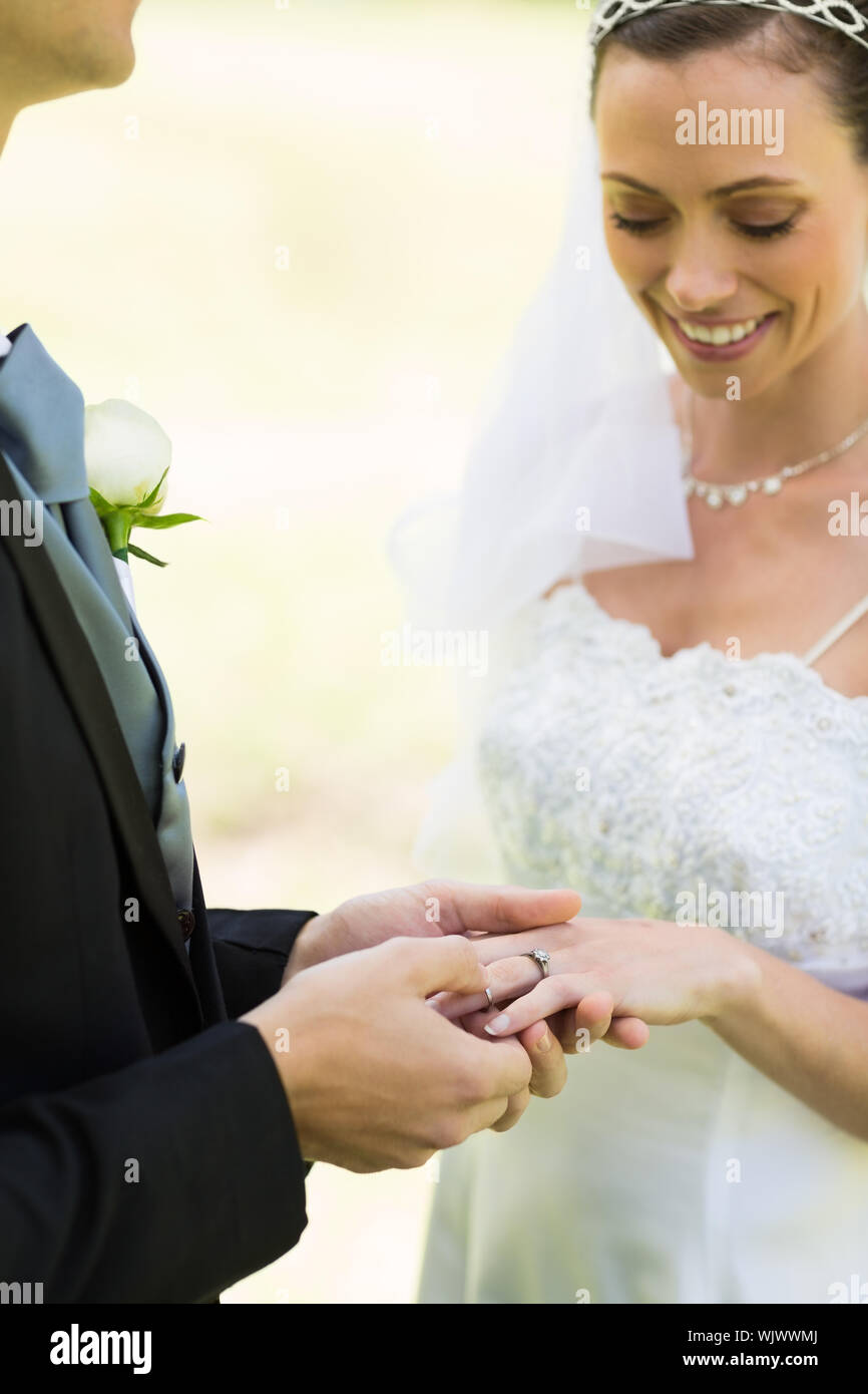 Bridegroom putting wedding ring on hi-res stock photography and images ...