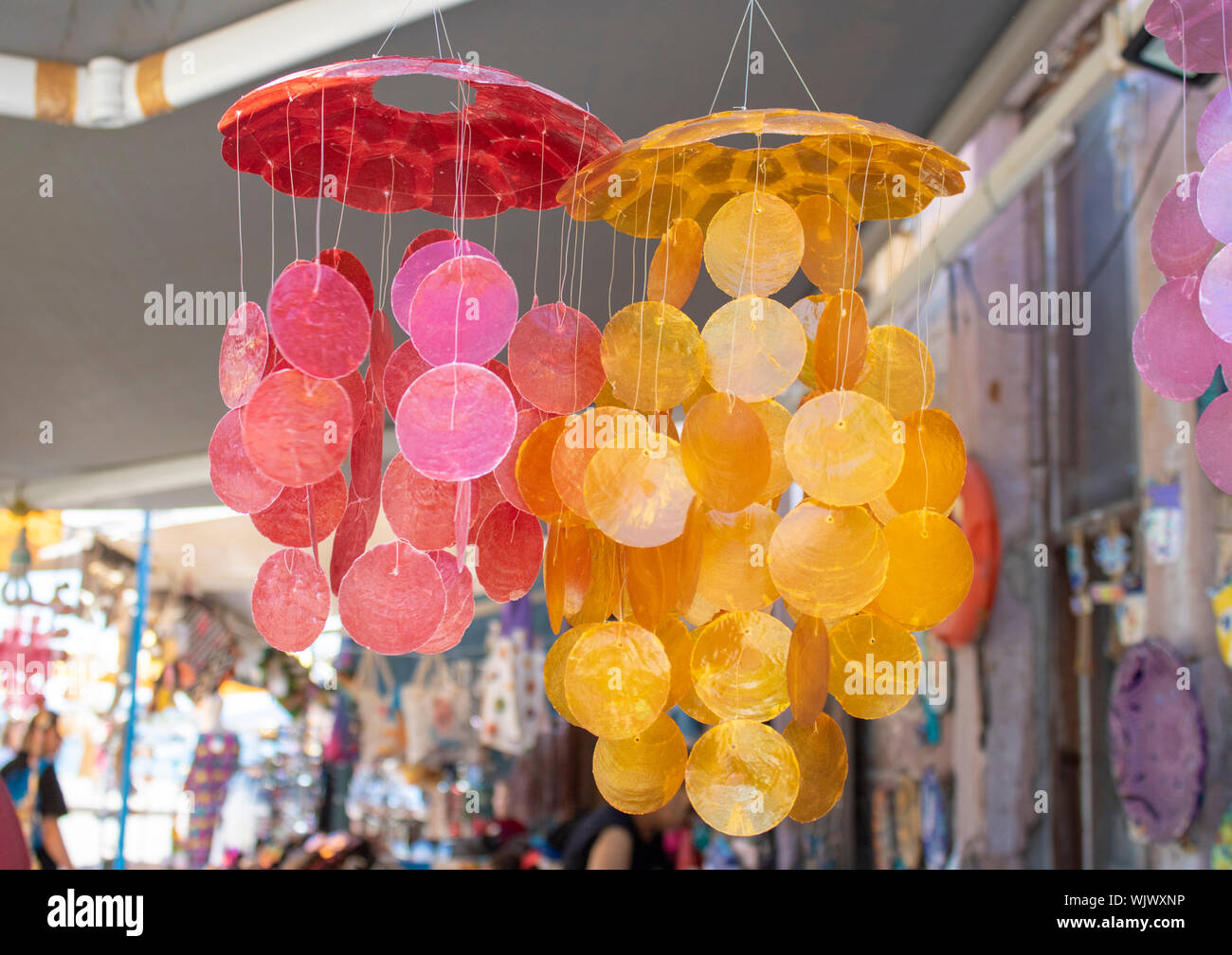 Close up of wind bell. Various colors Stock Photo - Alamy