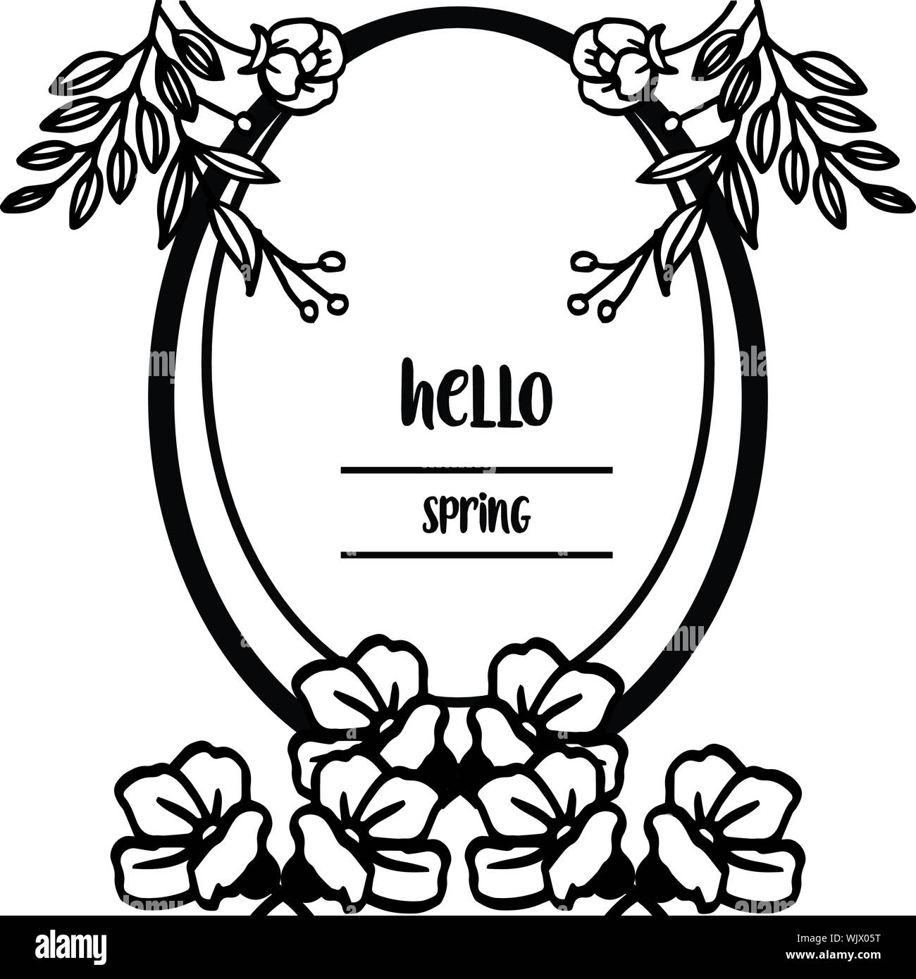Floral border decorative frame, for banner design hello spring. Vector ...