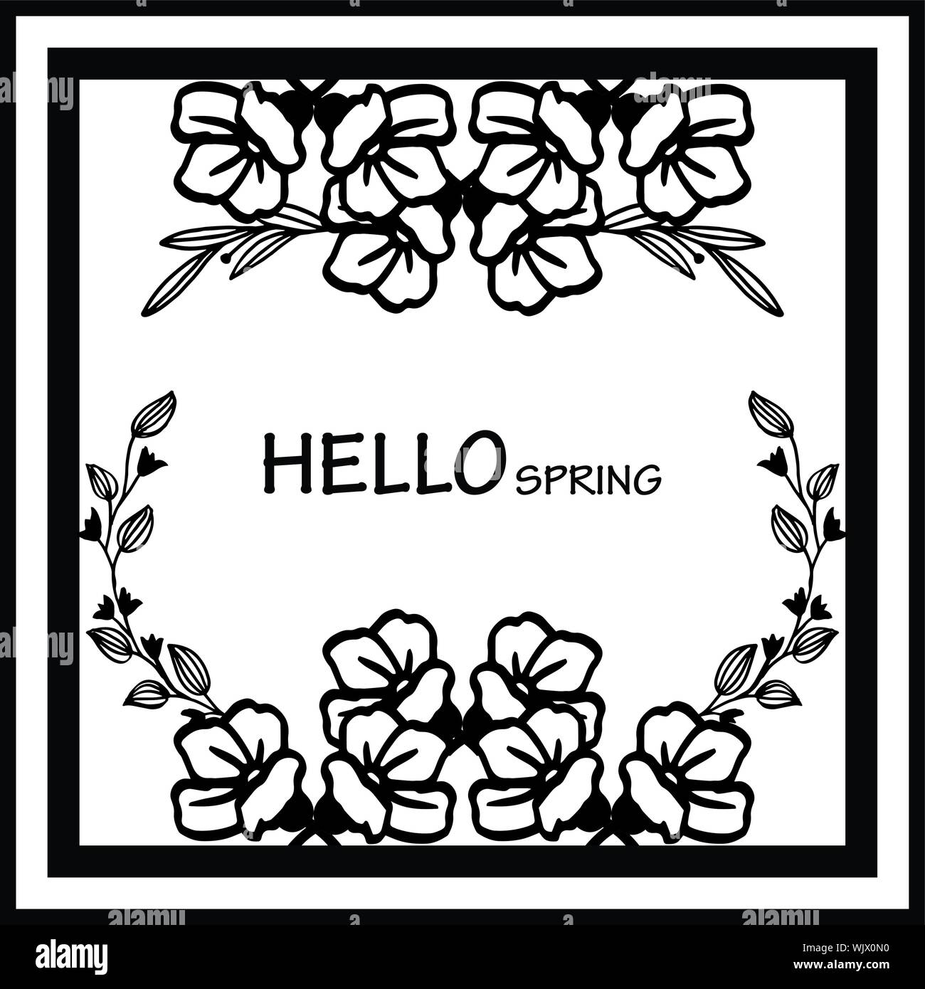 Floral border decorative frame, for banner design hello spring. Vector ...
