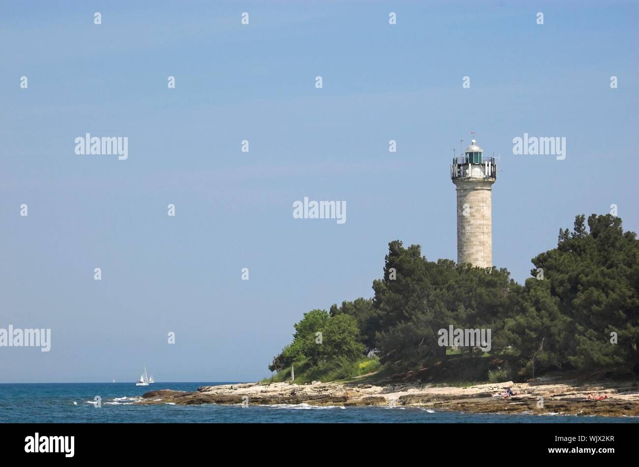 Croatian lighthouse in the region of Umag Stock Photo - Alamy