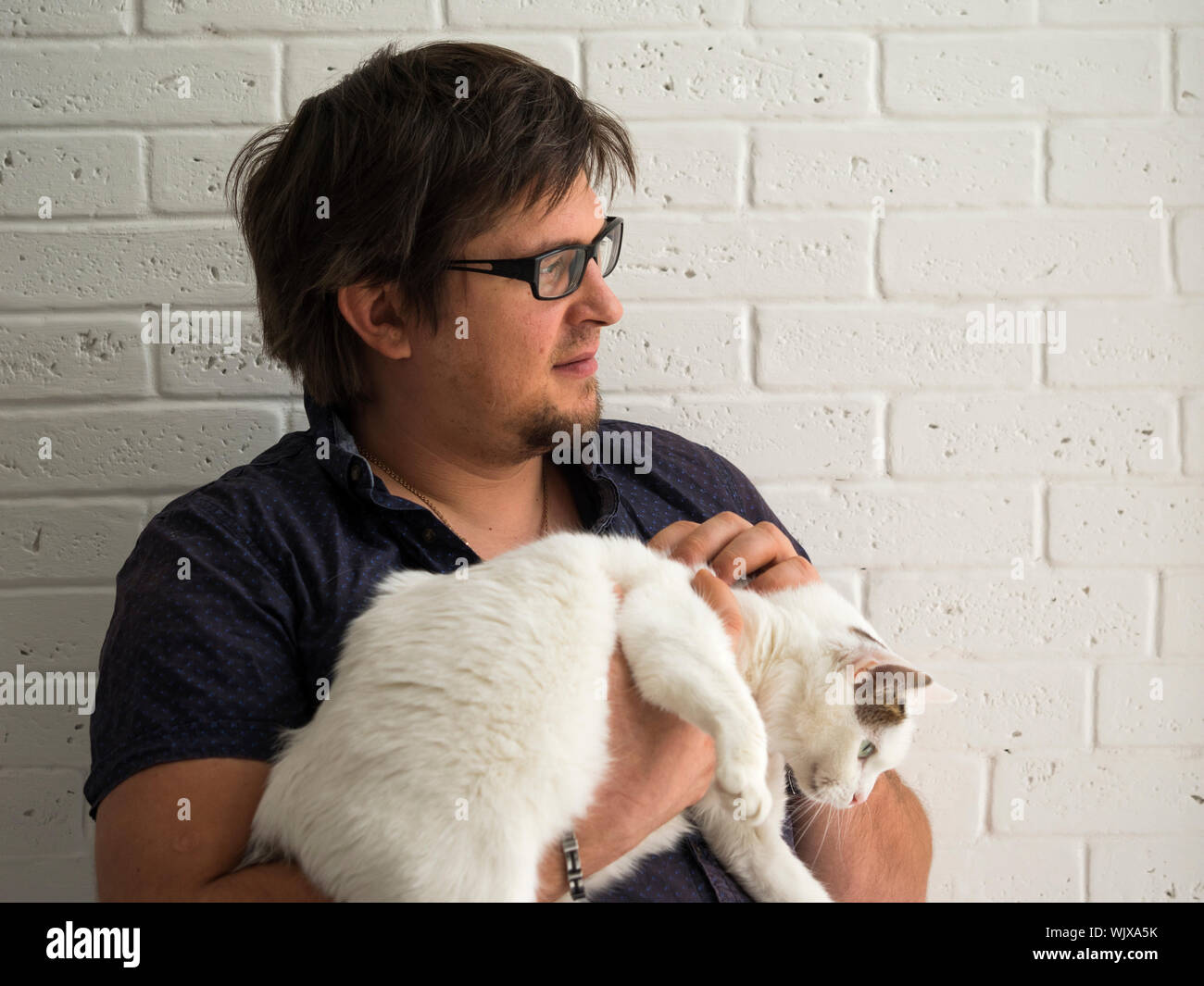 Man and his cat hi-res stock photography and images - Alamy