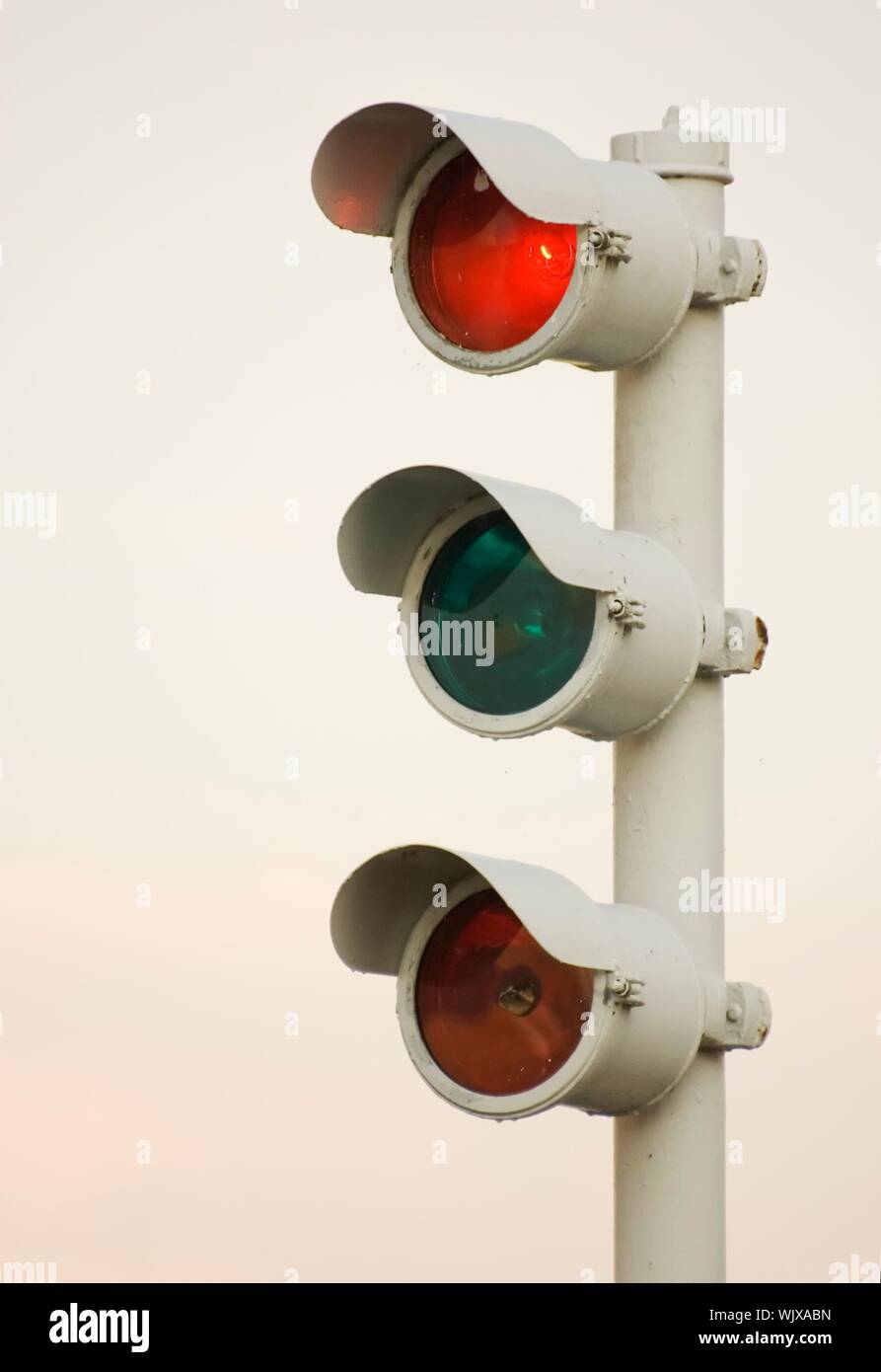 Waterway signalisation lights isolated on overcast sky Stock Photo - Alamy