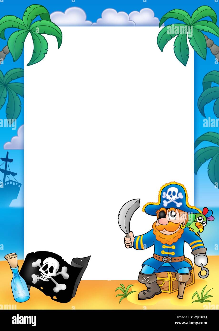 Frame with pirate 1 - color illustration Stock Photo - Alamy