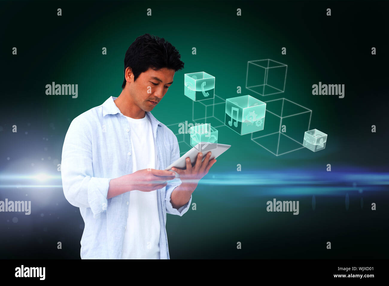 Digital composite man using tablet hi-res stock photography and images ...