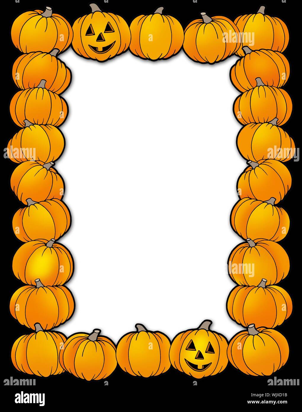 Halloween frame with pumpkins - color illustration Stock Photo - Alamy