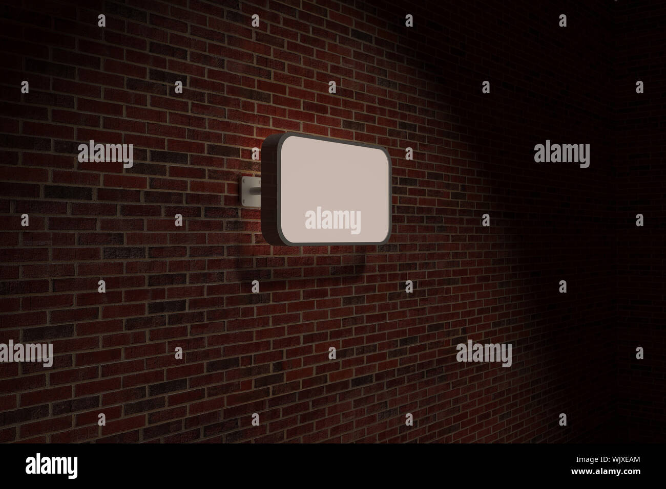 Blank sign on brick wall Stock Photo - Alamy