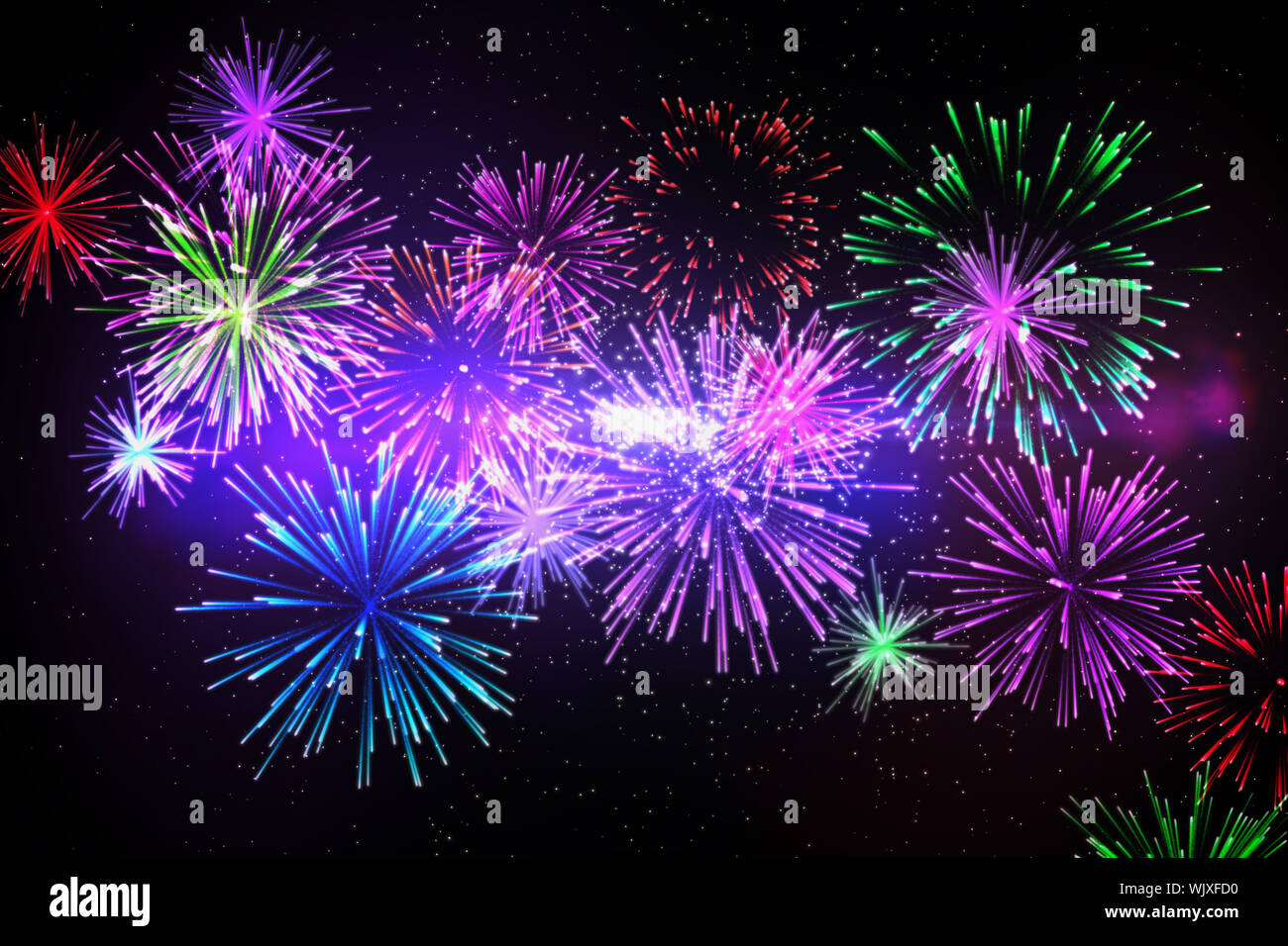 Digitally generated firework design in different colours Stock Photo ...