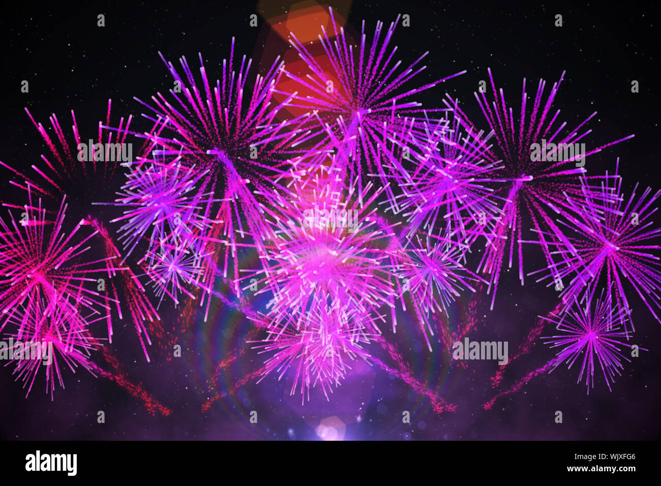 Digitally generated firework design in purple Stock Photo - Alamy