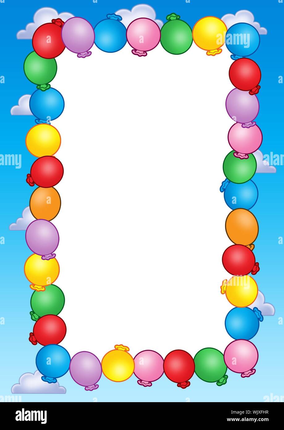 Party invitation frame with balloons - color illustration Stock Photo ...