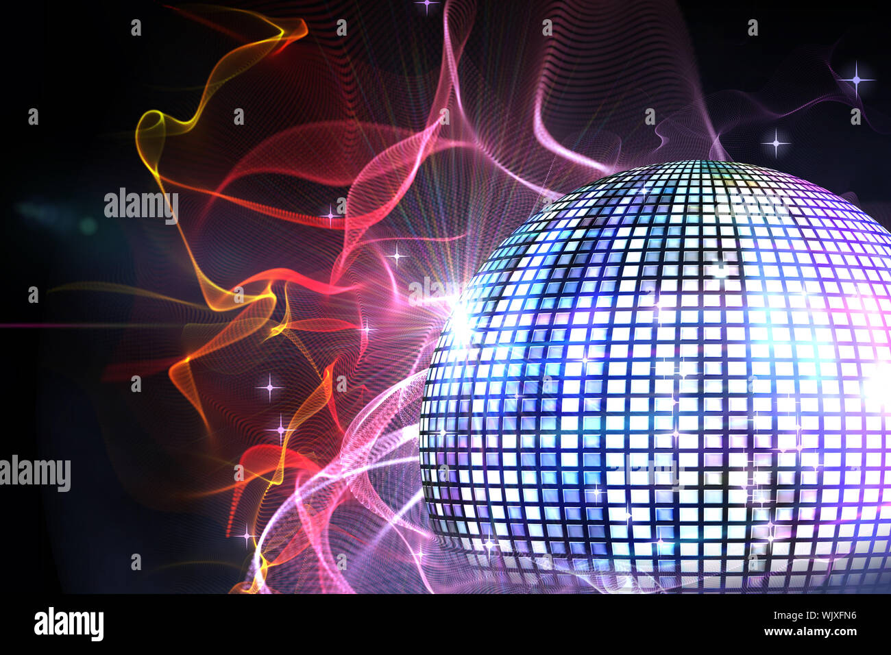 Digitally generated disco ball on black background Stock Photo - Alamy