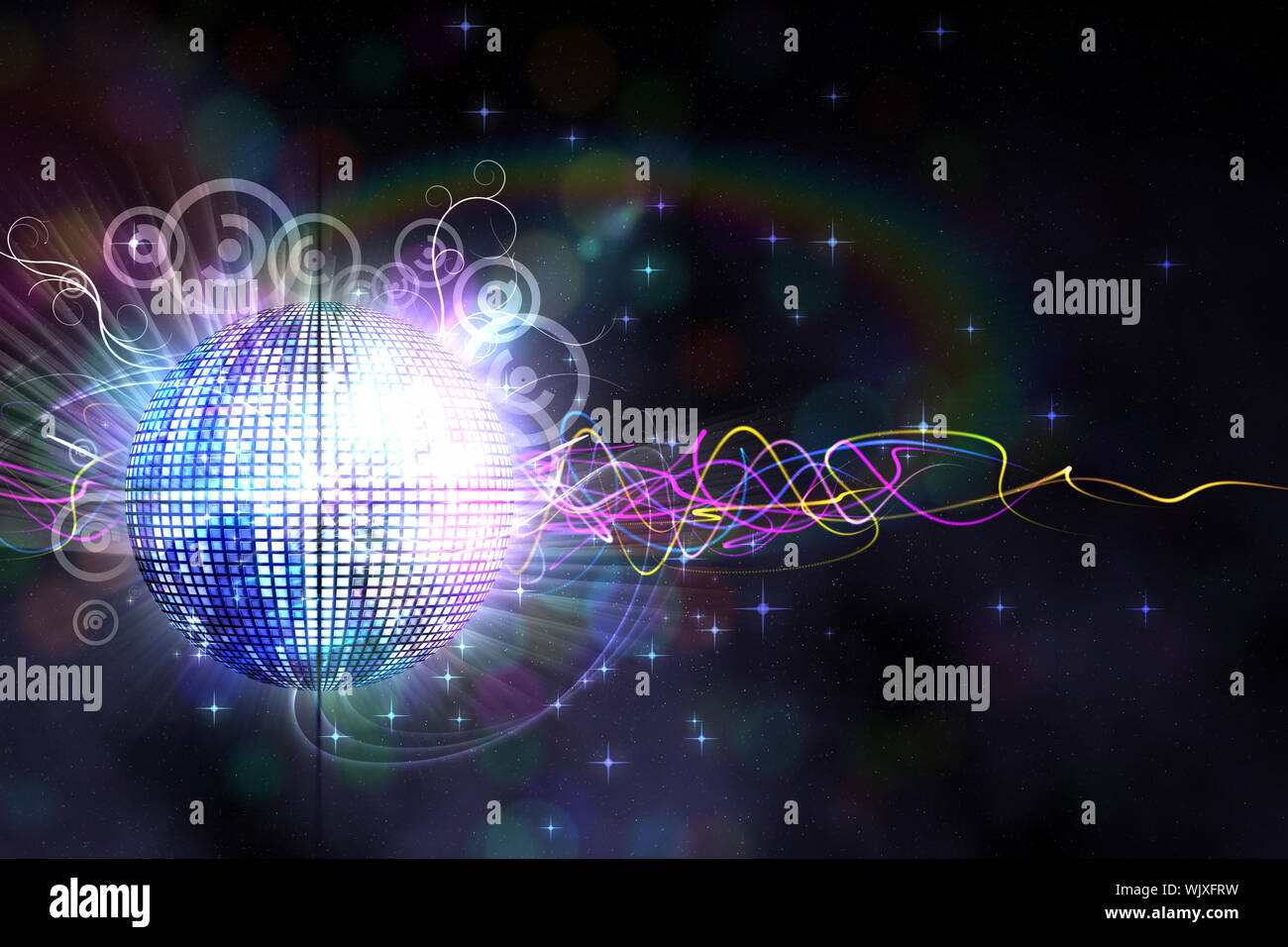 Digitally generated disco ball on black background Stock Photo - Alamy