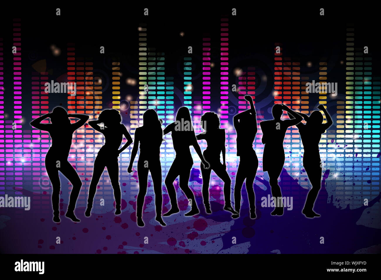 Digitally generated nightlife background with people dancing Stock ...