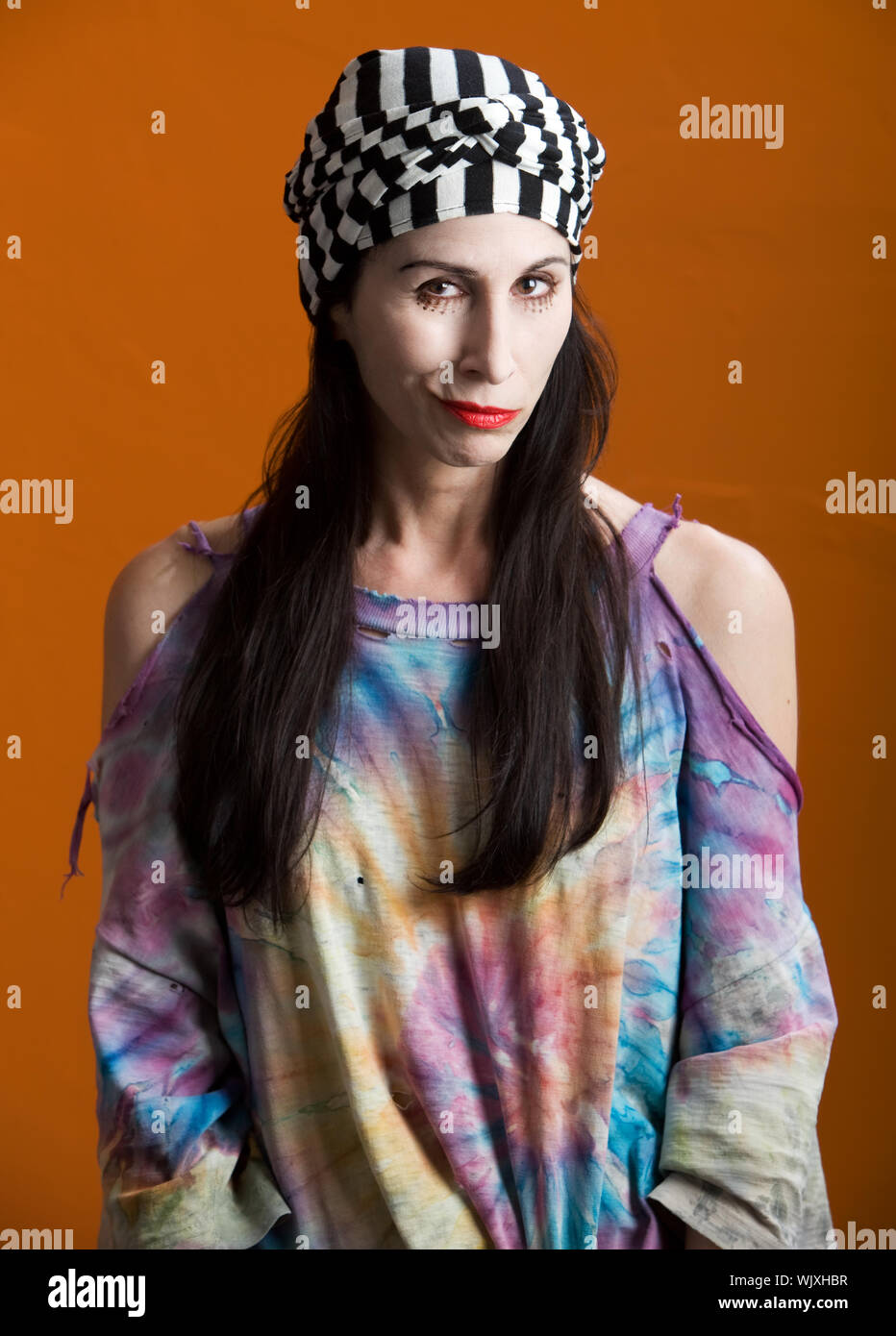 Stage Character Actress or Mime in Tattered Shirt Stock Photo - Alamy