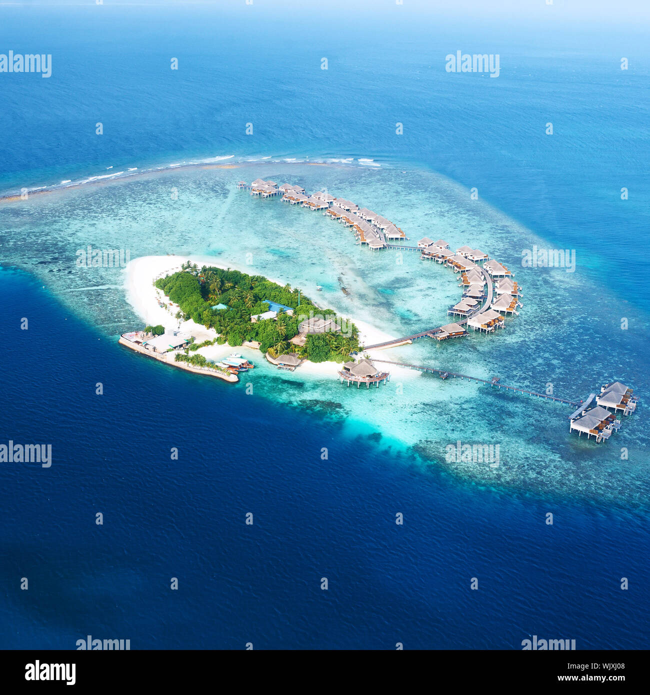Group of atolls and islands in Maldives from aerial view Stock Photo ...