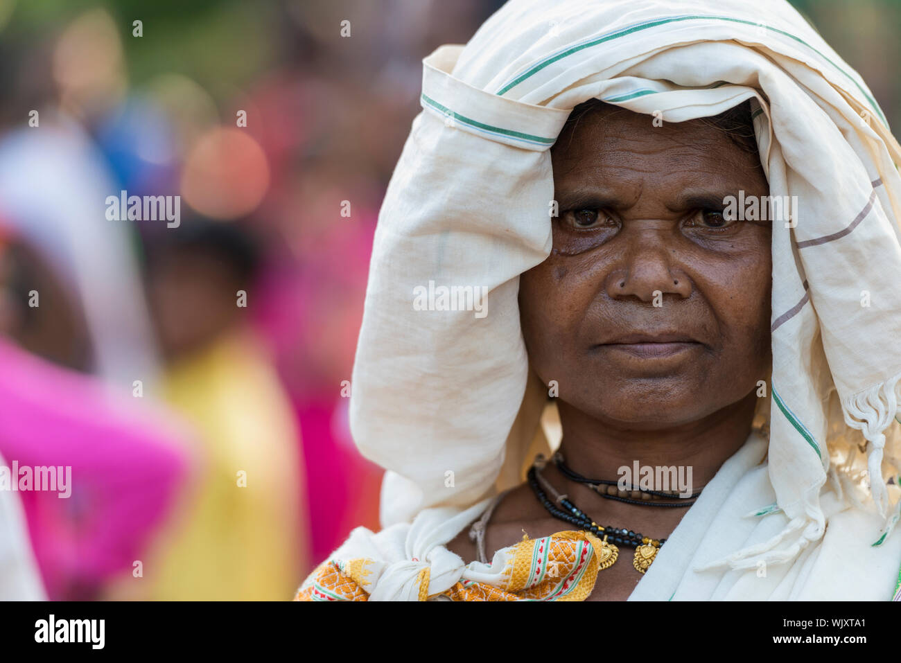 Portrait of a Tribal Lady during Dussera Procession near Jagdalpur ...