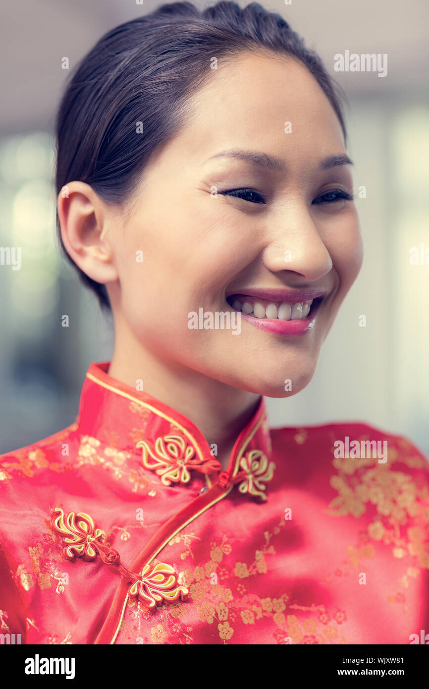 Closeup portrait of a smiling waitress in the restaurant Stock Photo ...