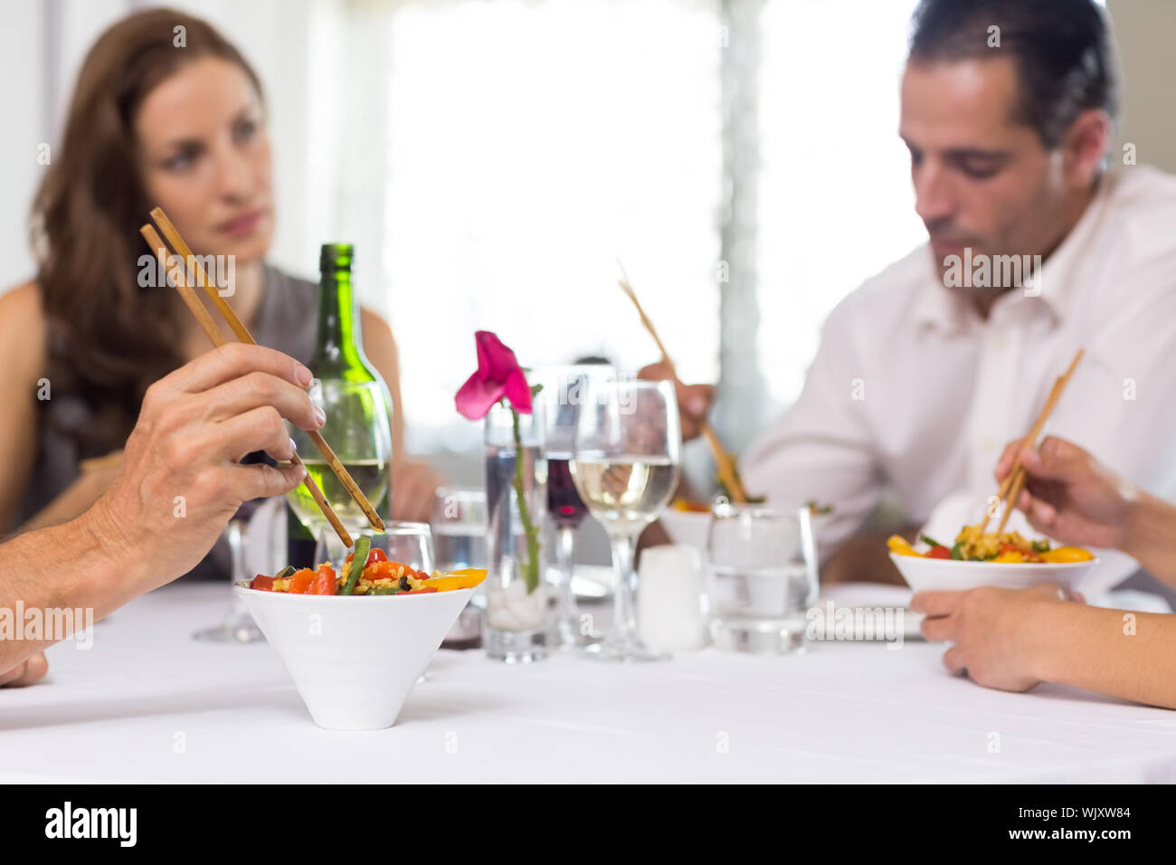 Business colleagues sitting around dining table in the restaurant Stock ...