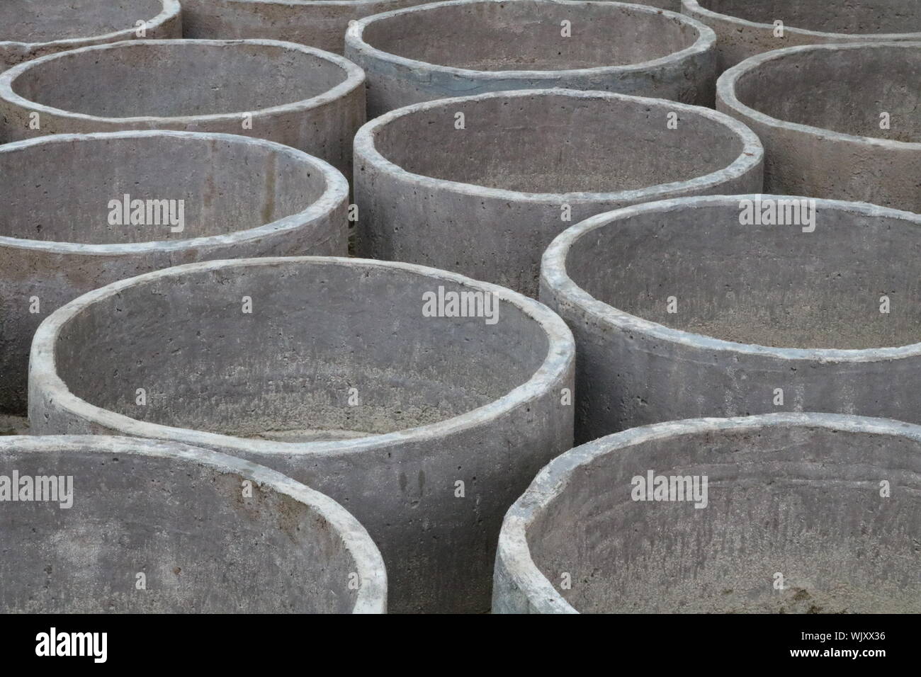 Concrete Manhole Round Shape Slabs In A Pattern On The Ground Stock ...