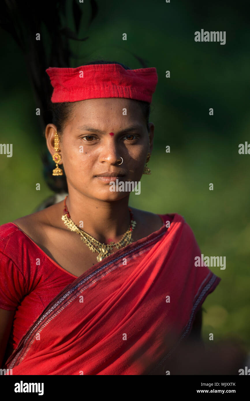 Portrait of a Tribal Lady during Dussera Procession near Jagdalpur ...