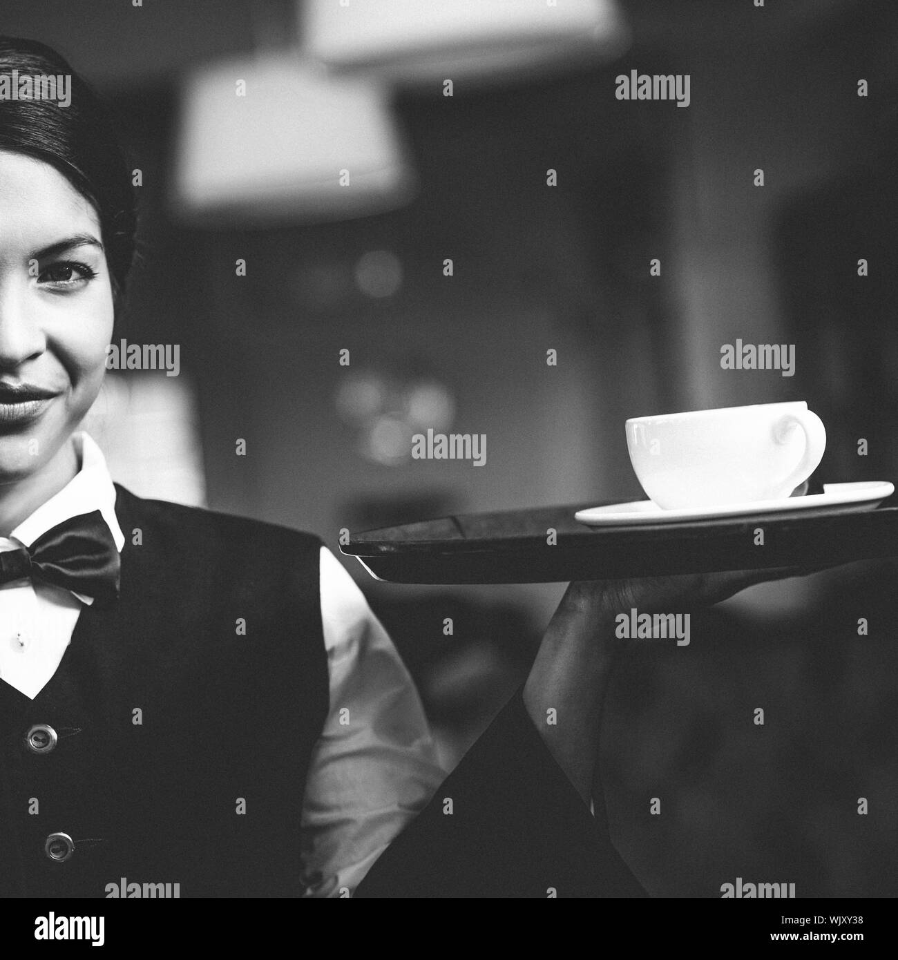 Waitress tray Black and White Stock Photos & Images - Alamy