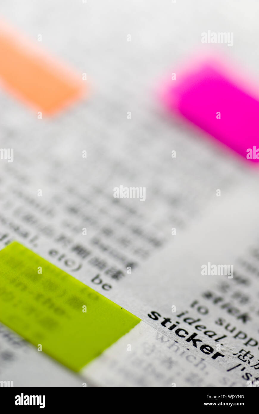 Here are stickers show the word of sticker Stock Photo - Alamy