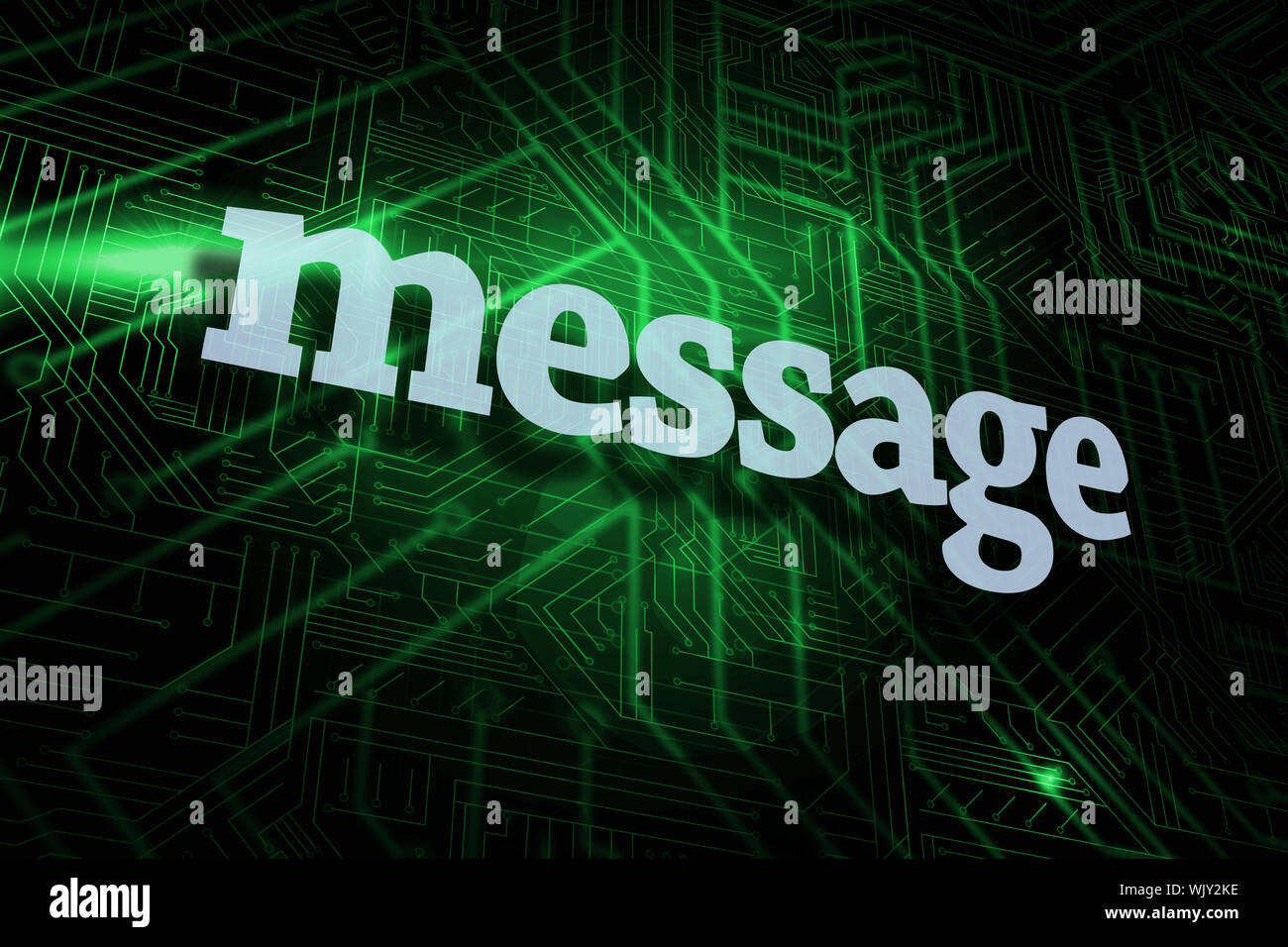 The word message against green and black circuit board Stock Photo - Alamy