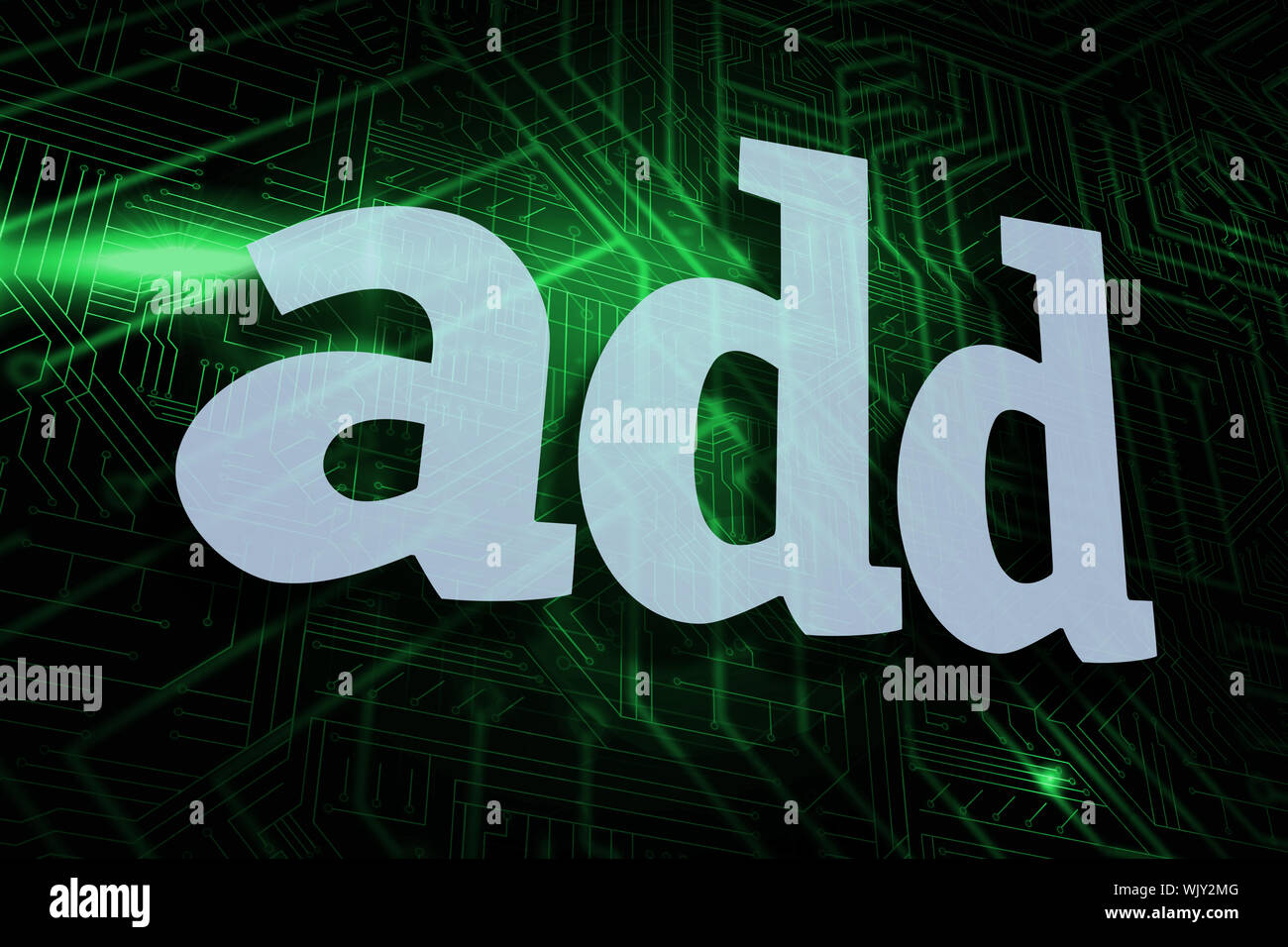 The word add against green and black circuit board Stock Photo - Alamy