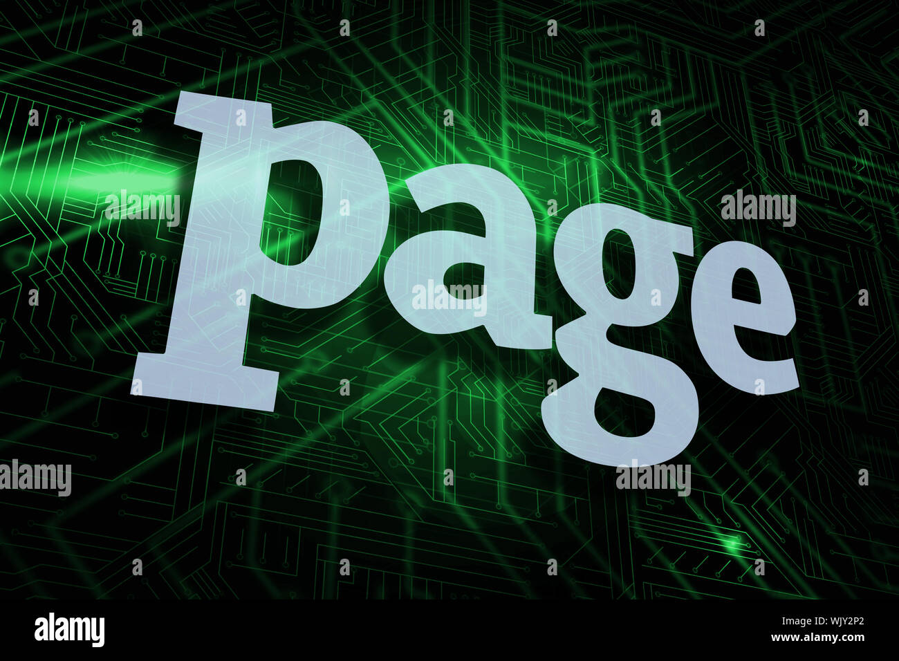 The word page against green and black circuit board Stock Photo - Alamy