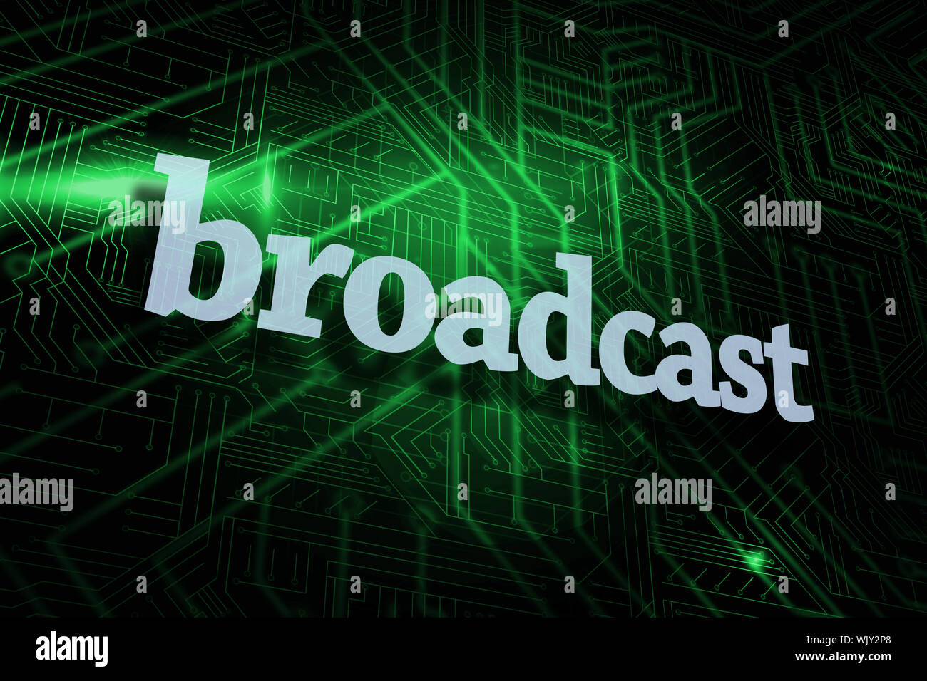 The word broadcast against green and black circuit board Stock Photo ...
