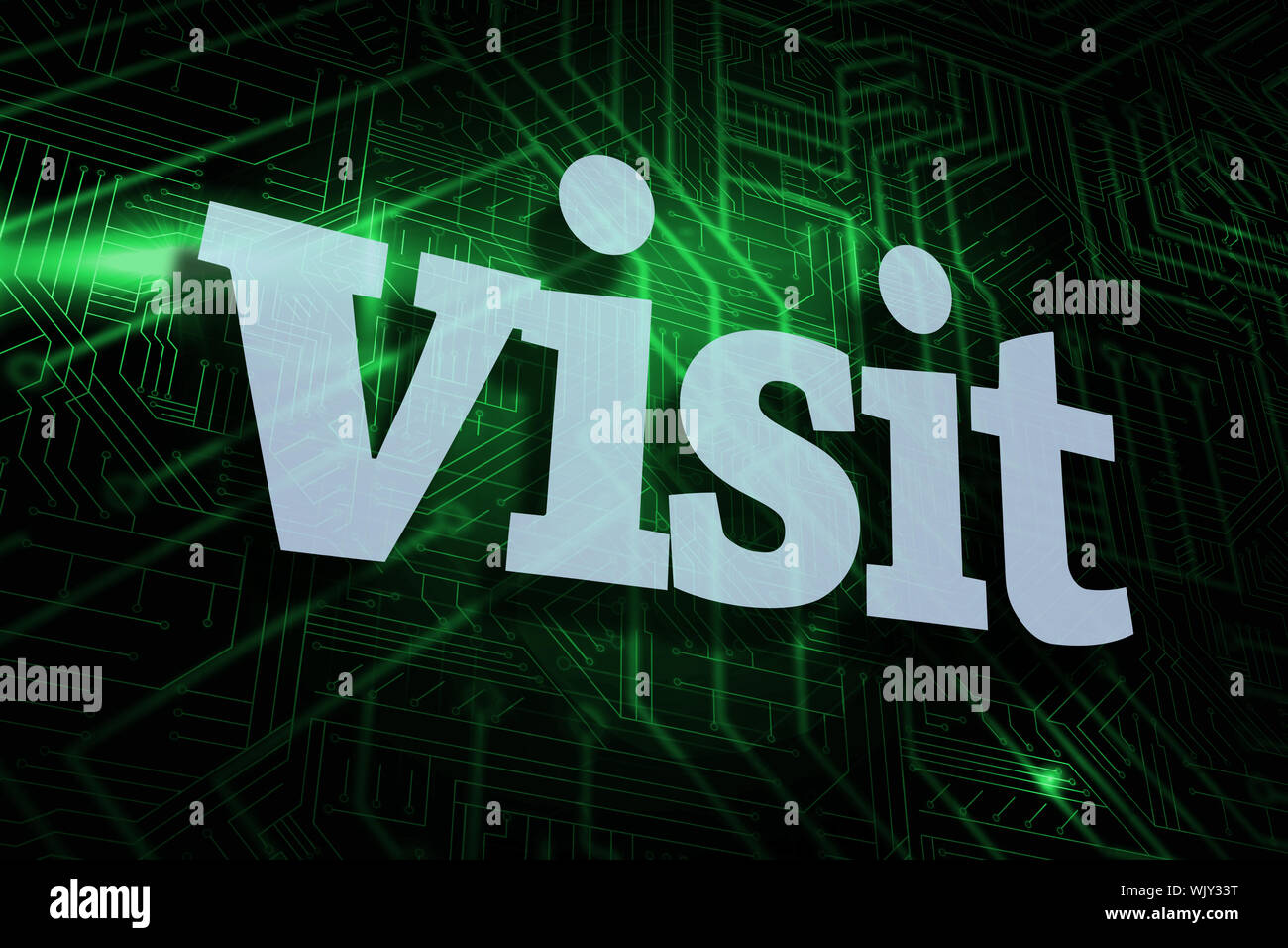 The word visit against green and black circuit board Stock Photo - Alamy