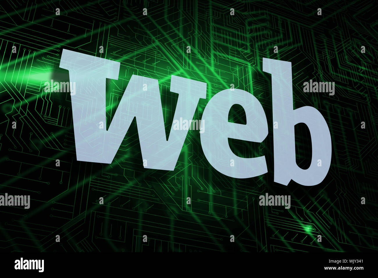 The word web against green and black circuit board Stock Photo - Alamy