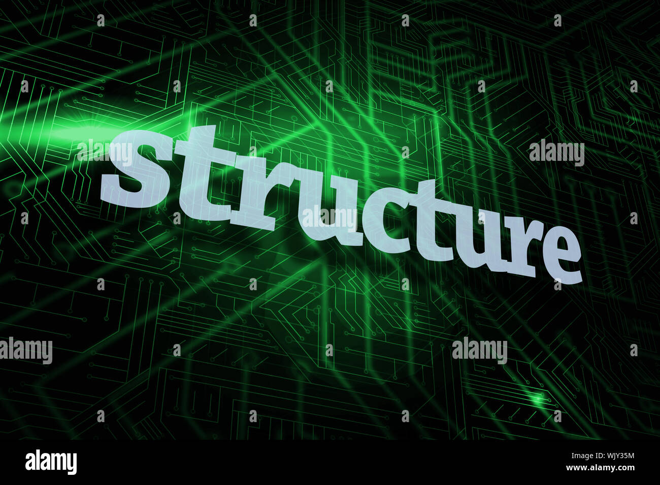 The word structure against green and black circuit board Stock Photo ...