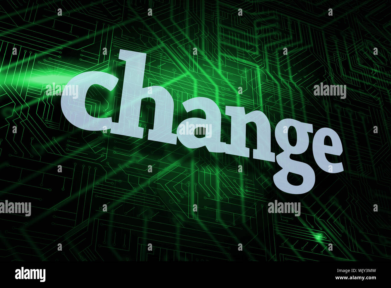 The word change against green and black circuit board Stock Photo - Alamy