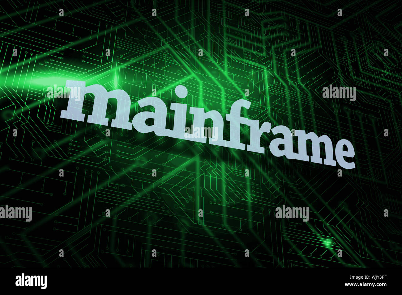 The word mainframe against green and black circuit board Stock Photo ...