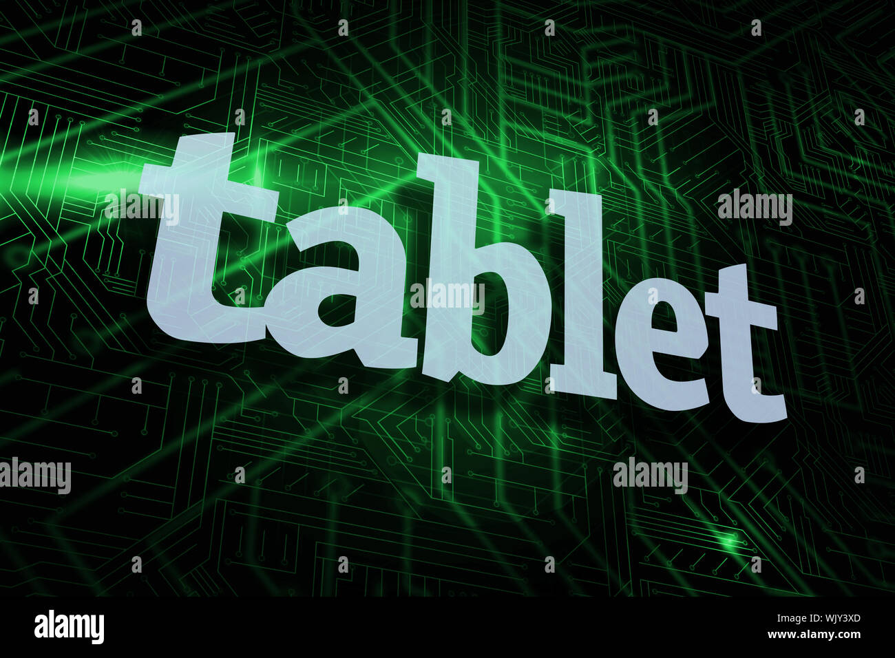 The word tablet against green and black circuit board Stock Photo - Alamy