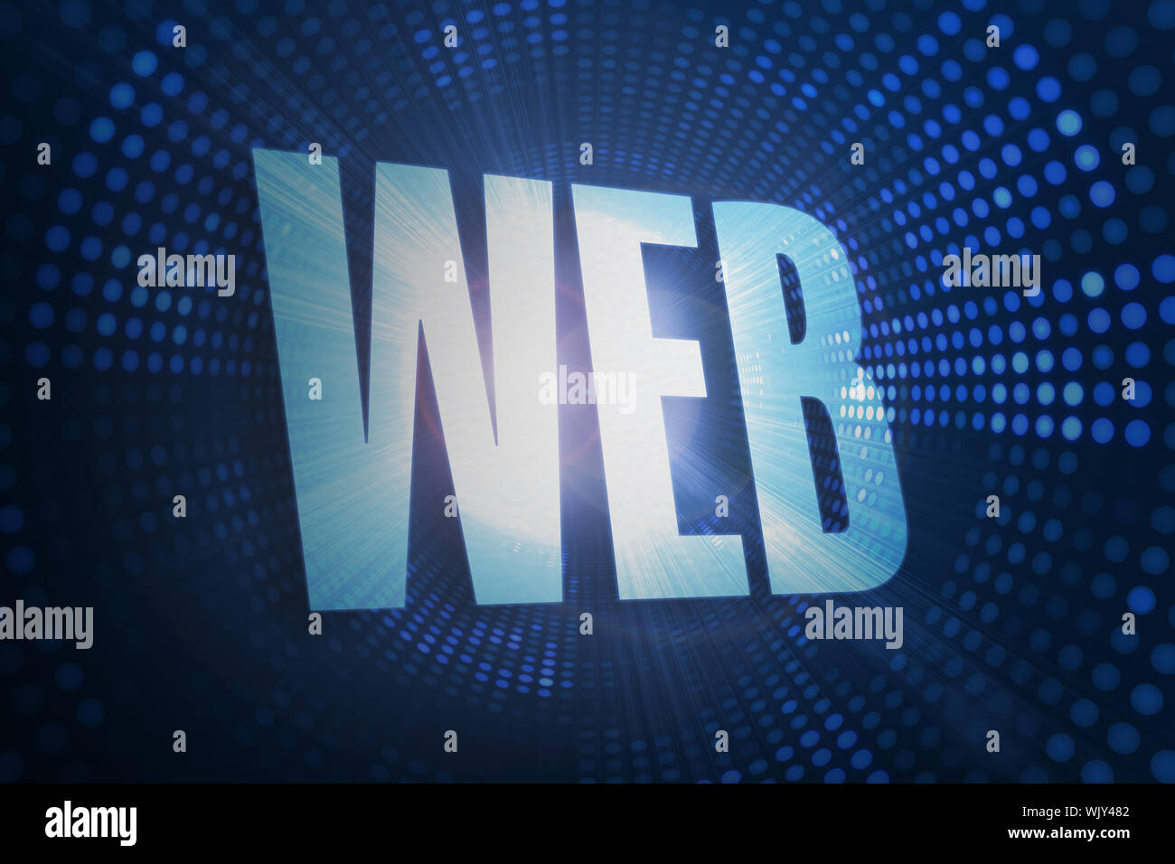 The word web against futuristic dotted blue and black background Stock ...