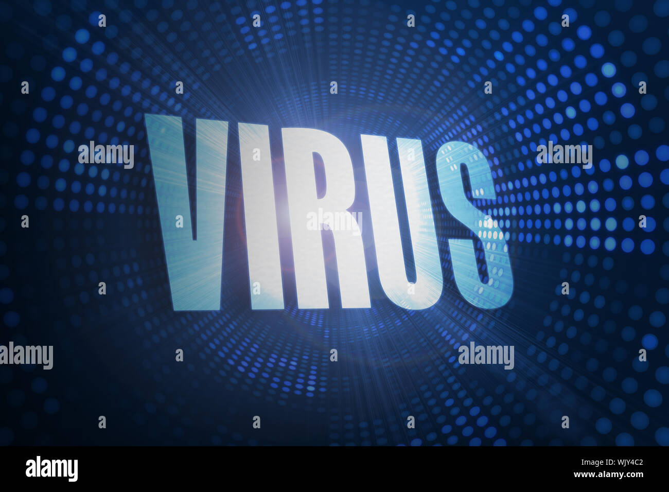 The word virus against futuristic dotted blue and black background ...