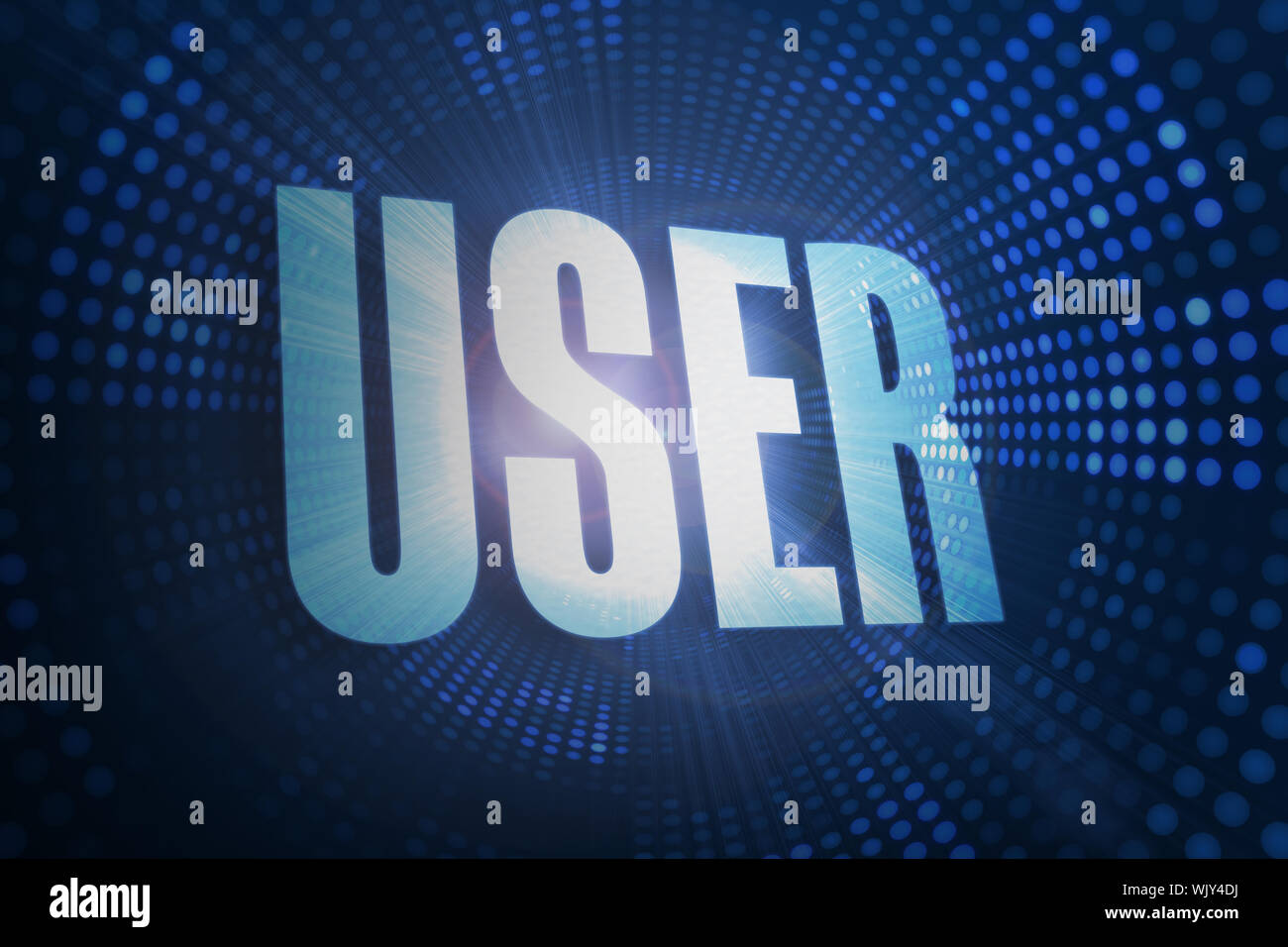 The word user against futuristic dotted blue and black background Stock ...