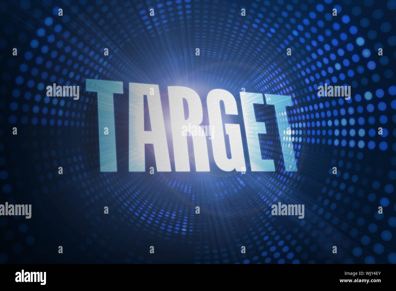 The word target against futuristic dotted blue and black background ...