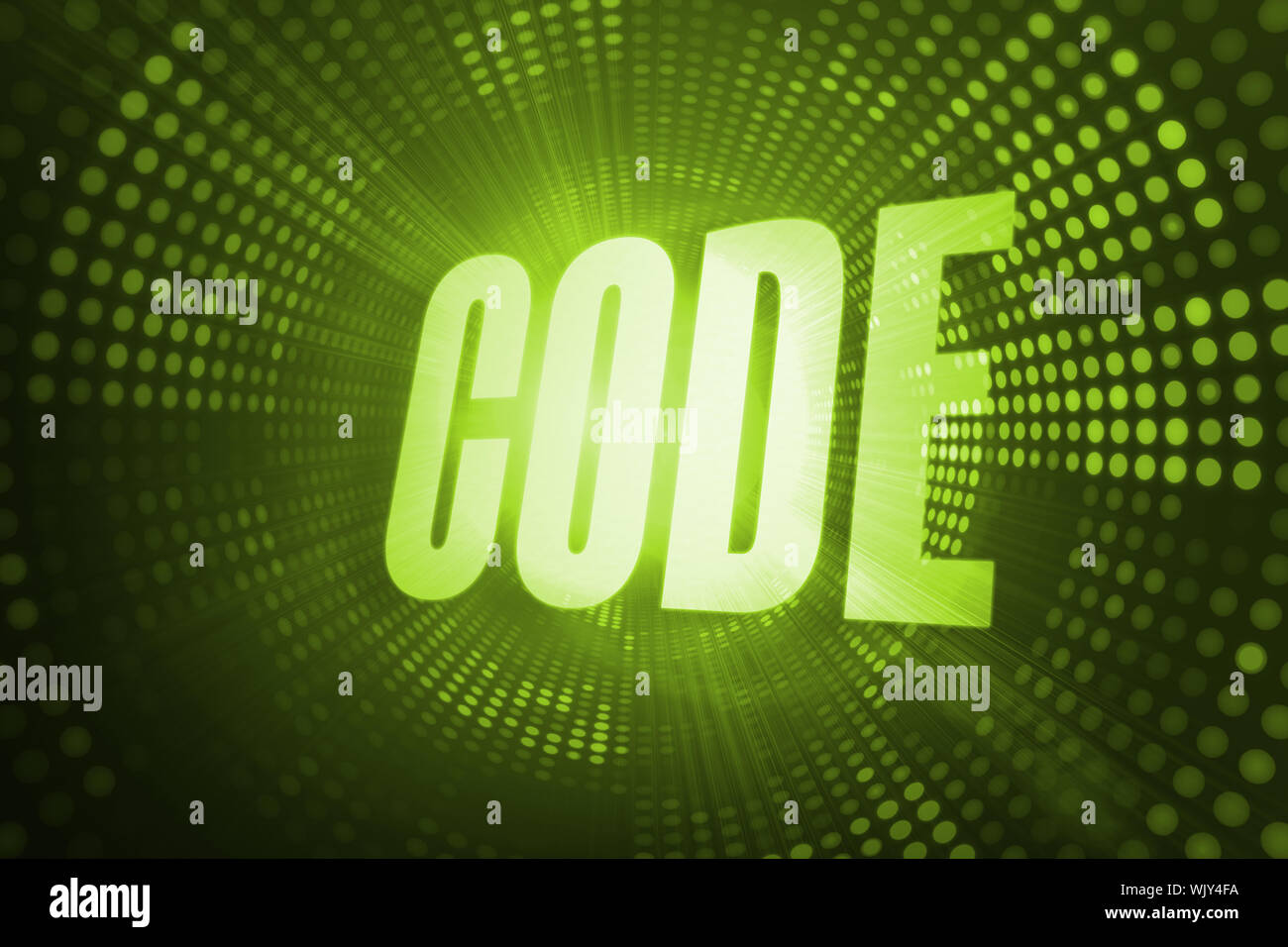 The word code against green pixel spiral Stock Photo - Alamy