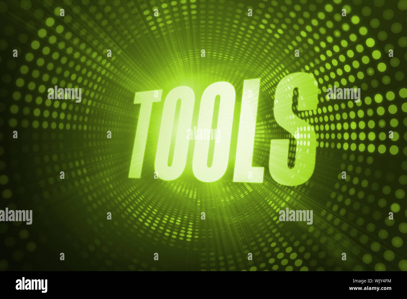 The word tools against green pixel spiral Stock Photo - Alamy