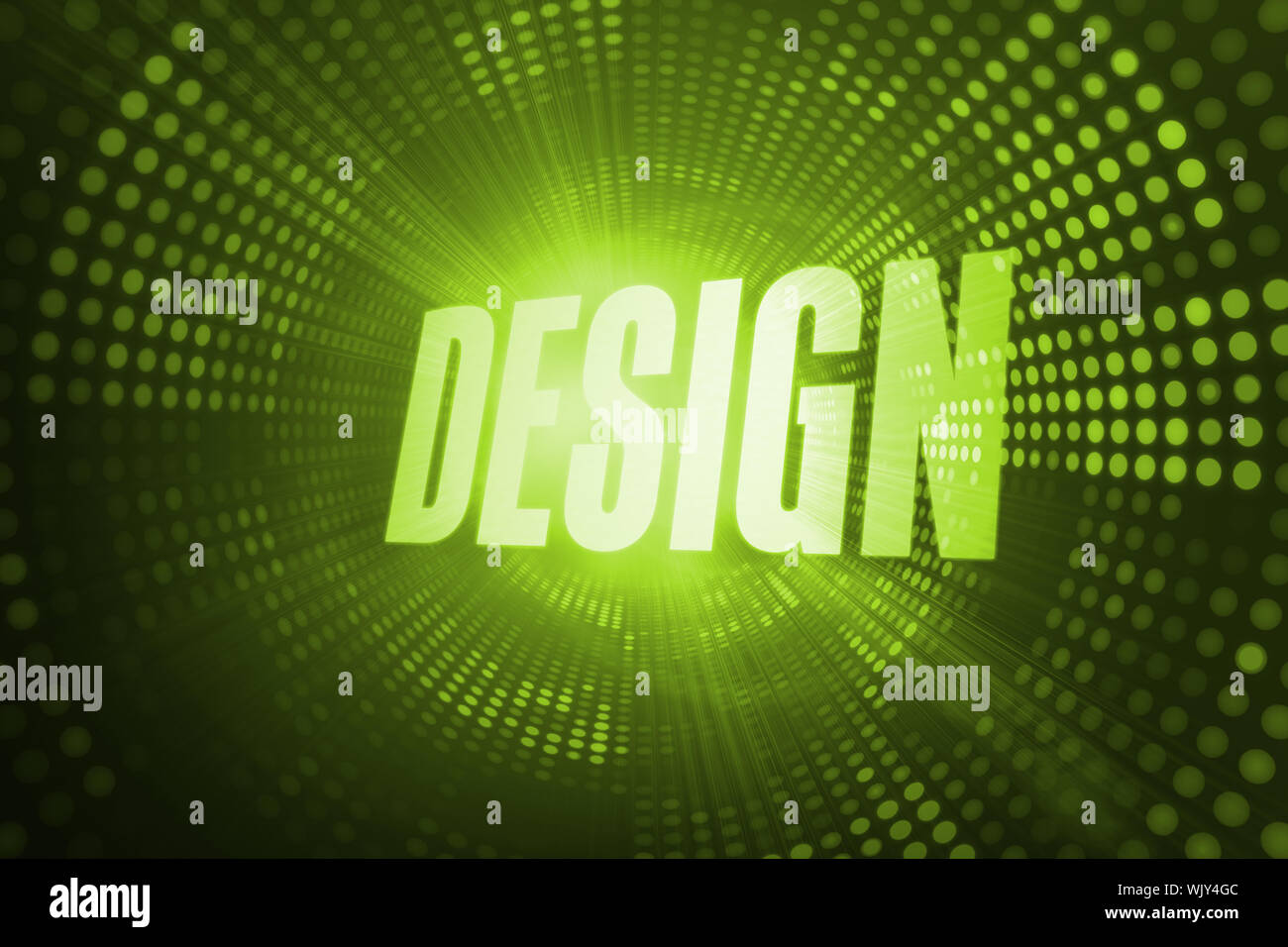 The word design against green pixel spiral Stock Photo - Alamy