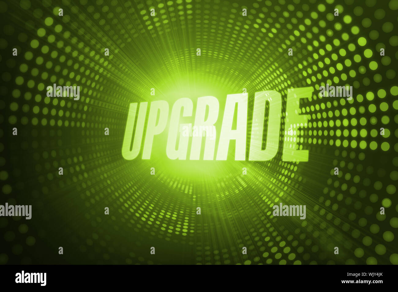 The word upgrade against green pixel spiral Stock Photo - Alamy