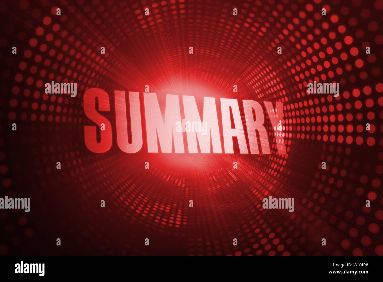 The word summary against red pixel spiral Stock Photo - Alamy