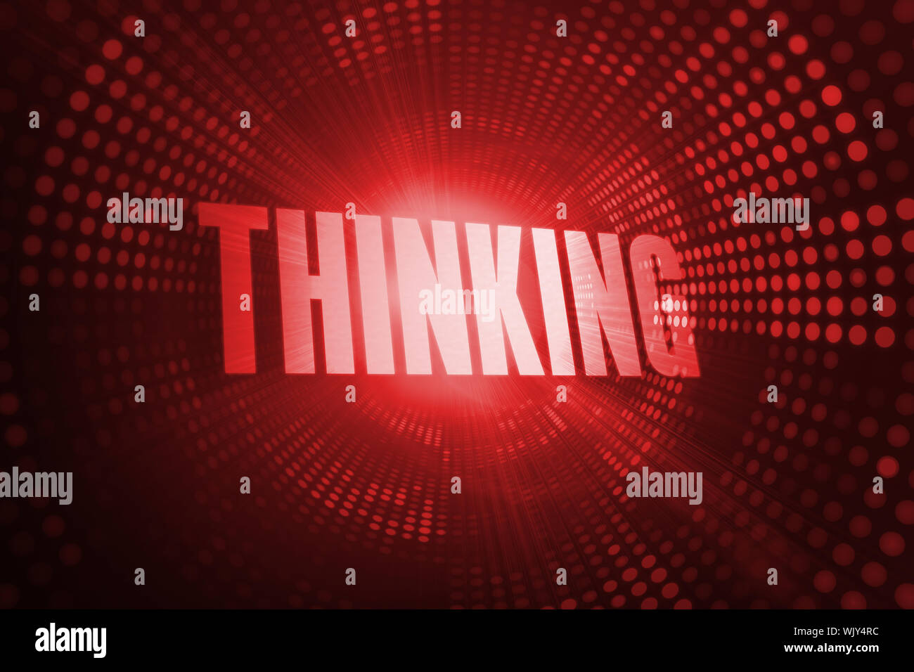 The word thinking against red pixel spiral Stock Photo - Alamy