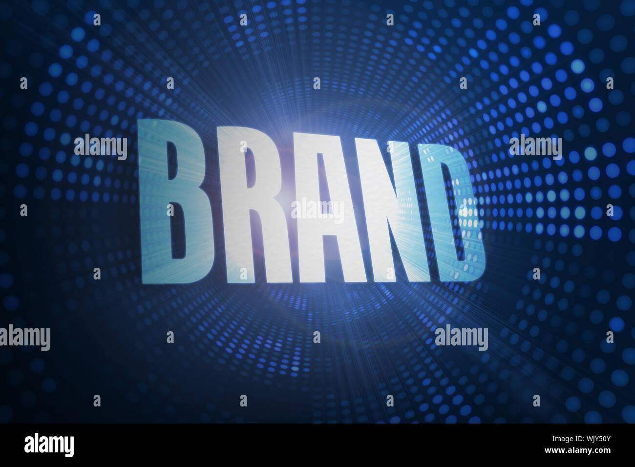 The word brand against futuristic dotted blue and black background ...