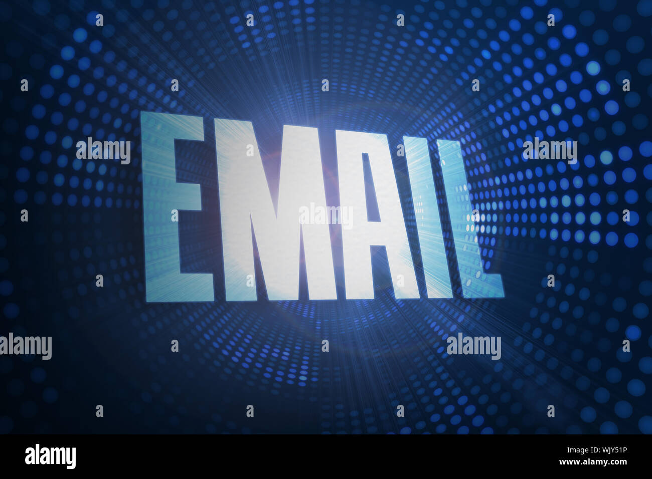 The word email against futuristic dotted blue and black background ...