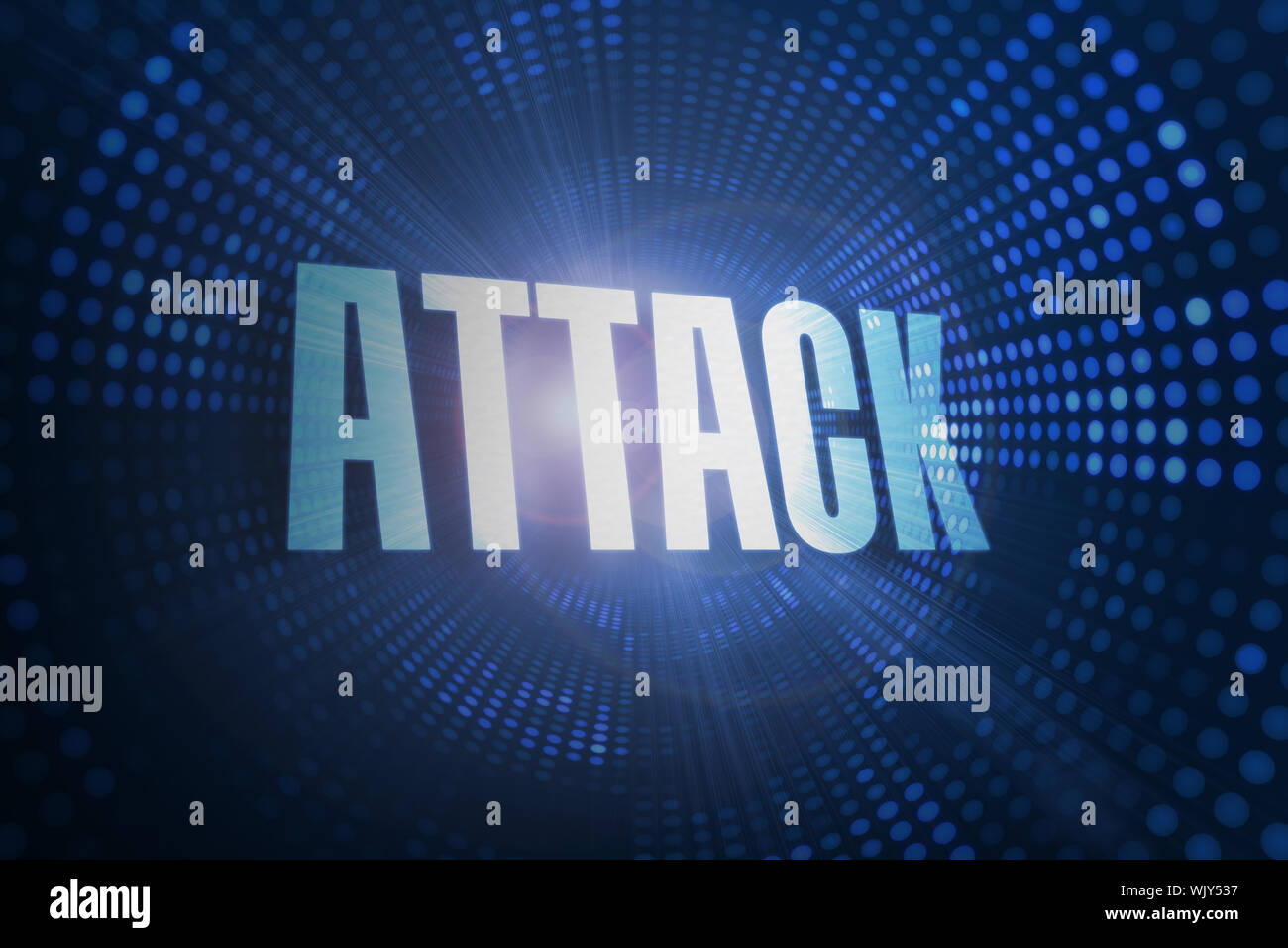 The word attack against futuristic dotted blue and black background ...