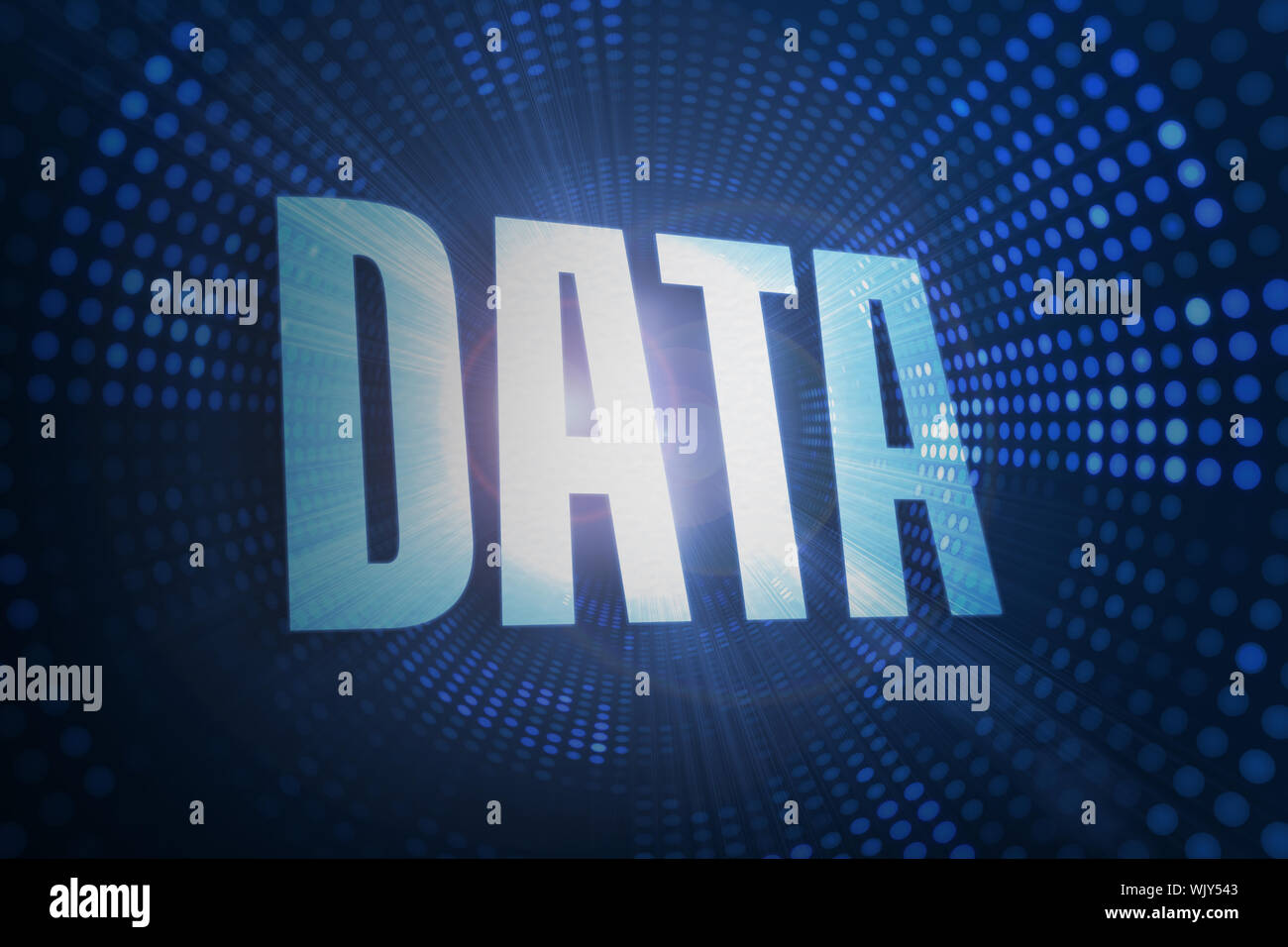 The word data against futuristic dotted blue and black background Stock ...